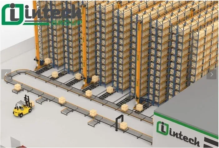 IN-OUT conveyor AS/RS warehouse